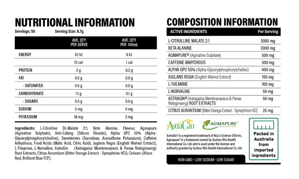 TXA Dialed Pre Workout – Enhanced Supplements AUS
